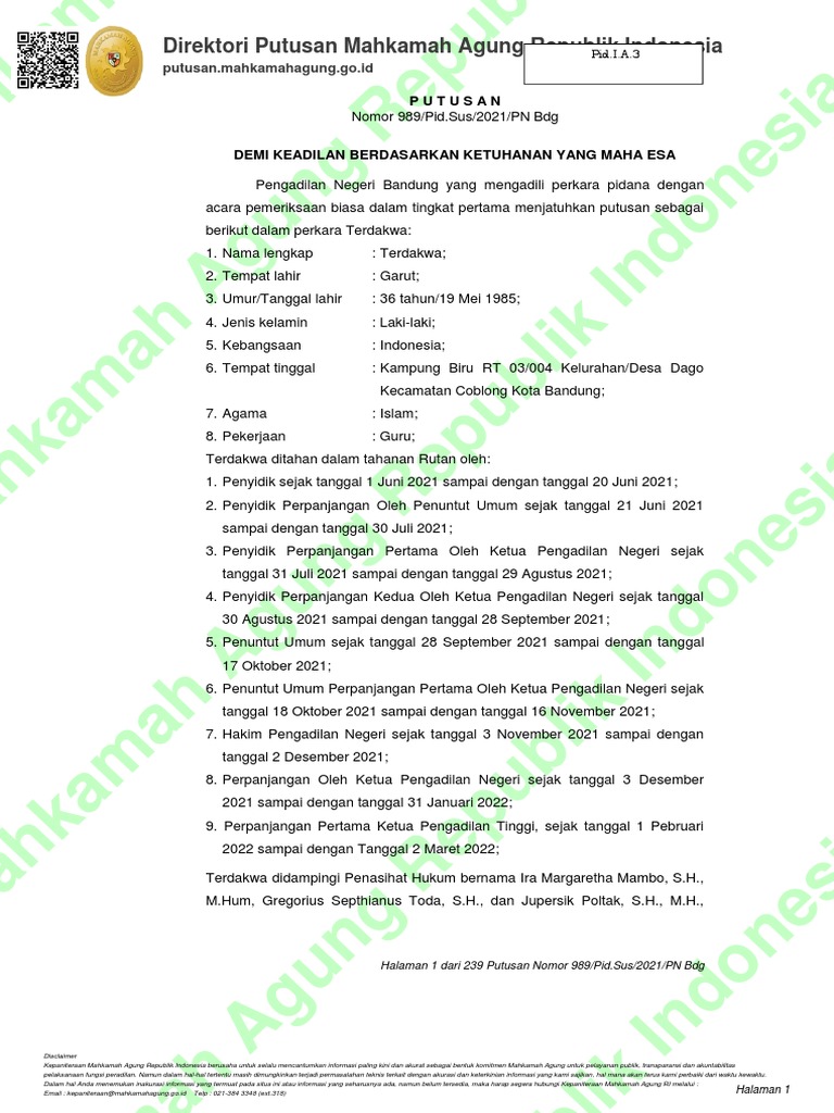Putusan 989 Pid - Sus 2021 PN BDG 20230113141114 | PDF