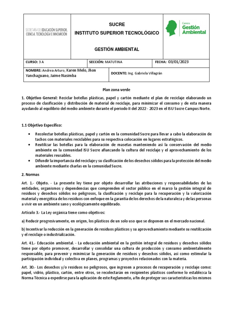 Plan de Reciclaje | PDF | Residuos | Reciclaje