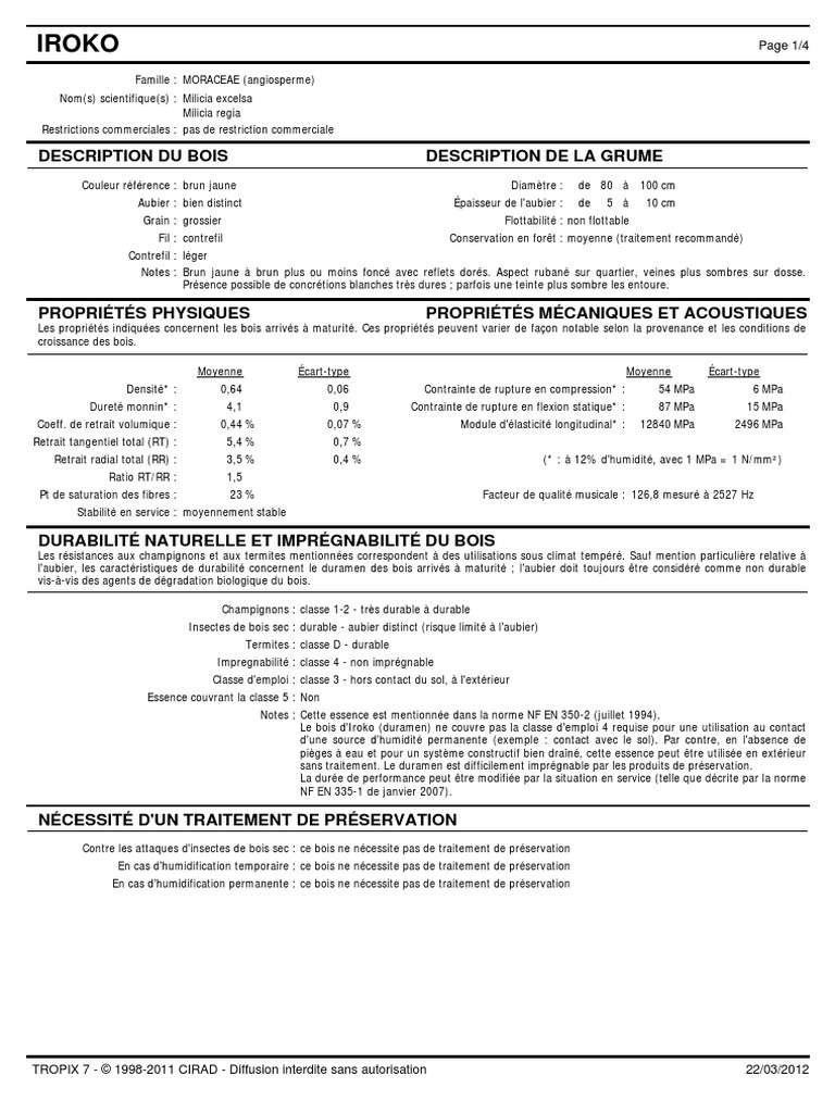 IROKO | PDF | Bois (matériau de construction) | Bois