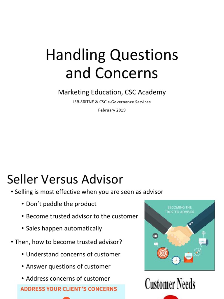 Marketing Education - Handling Questions & Concerns | PDF | Question | Faq