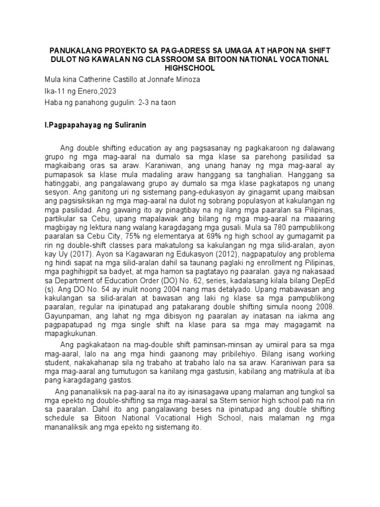 Panukalang Proyekto Sa Paggawa NG Silid Aralan | PDF