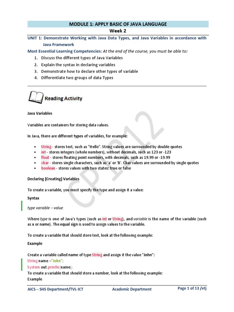 Week2 Cm Mdl Cp1212 Pdf Data Type Integer Computer Science 5975
