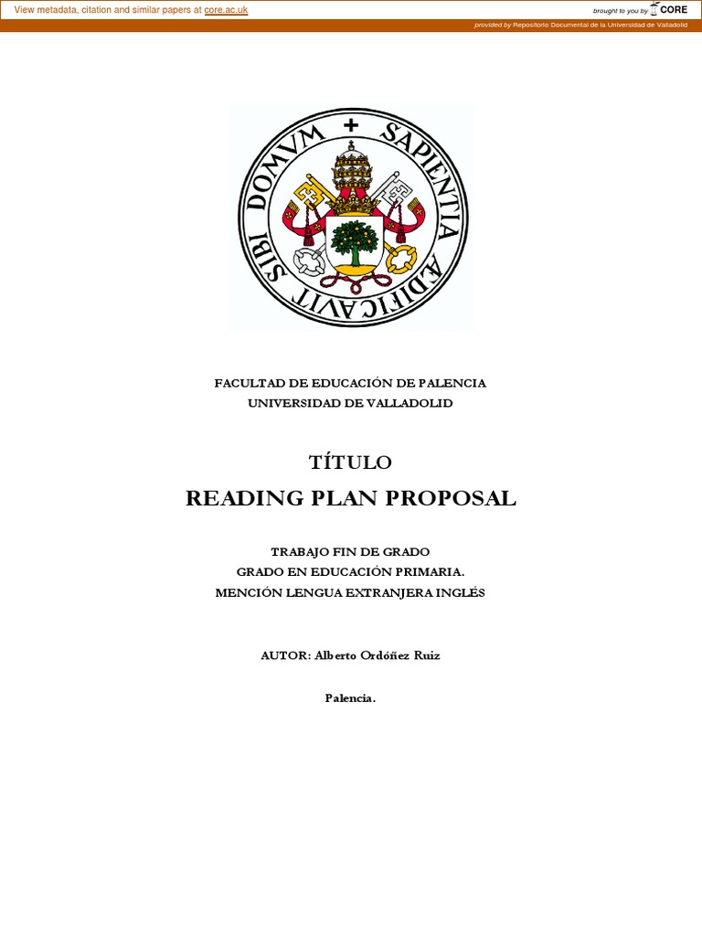 Reading Plan Proposal: Título | PDF