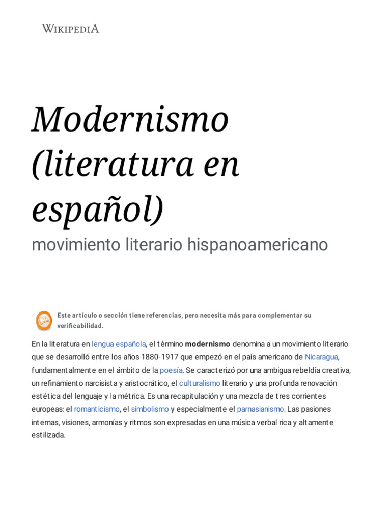 Modernismo (Literatura en Español) - Wikipedia, La Enciclopedia Libre ...