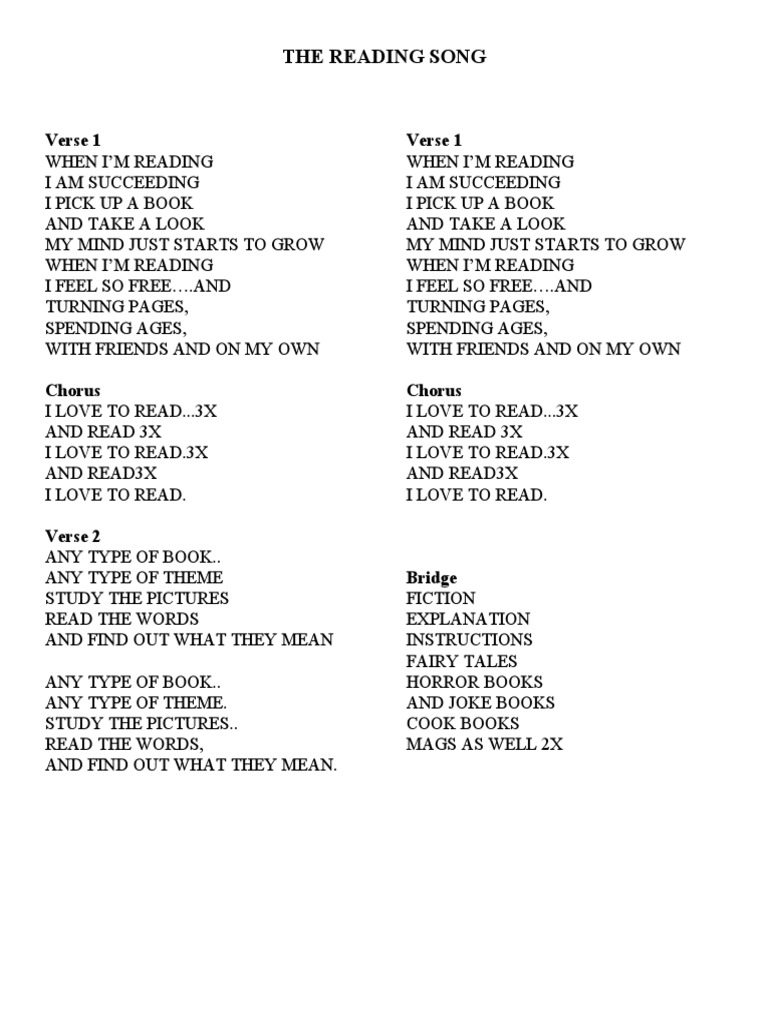 The Reading Song | PDF