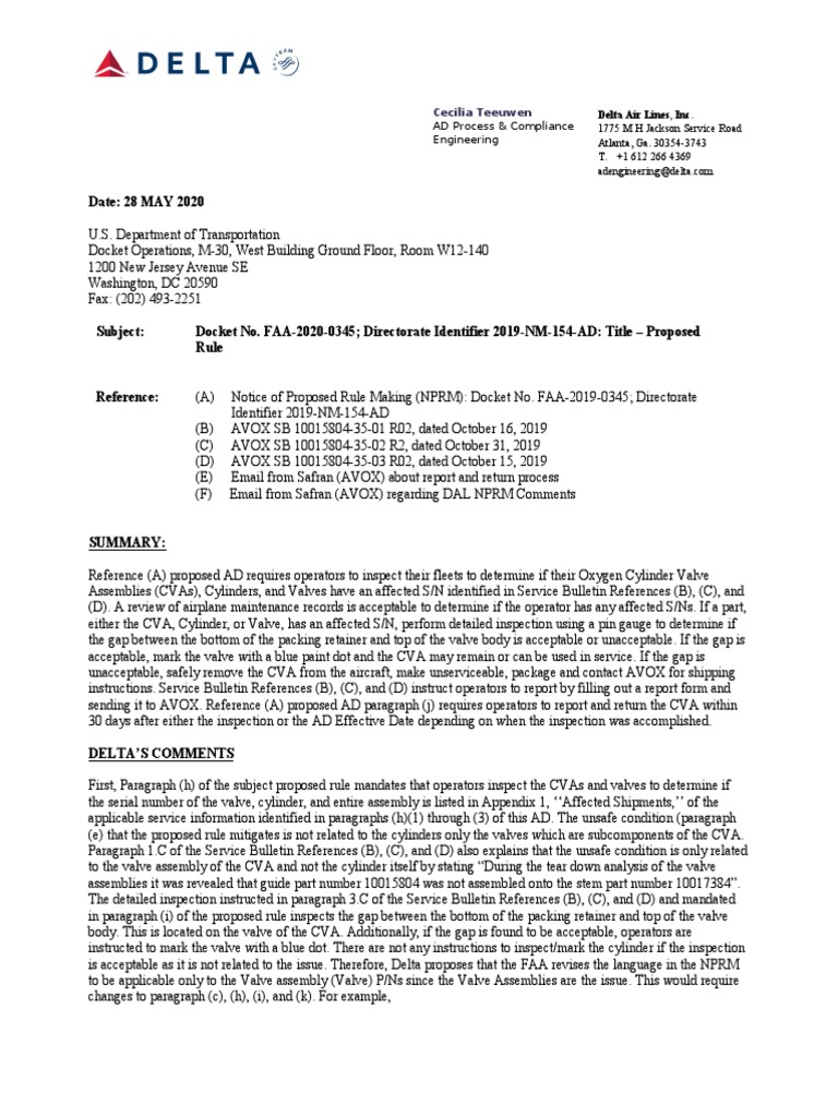 FAA 2020 0345 0003 - Attachment - 1 | PDF | Valve | Federal Aviation ...