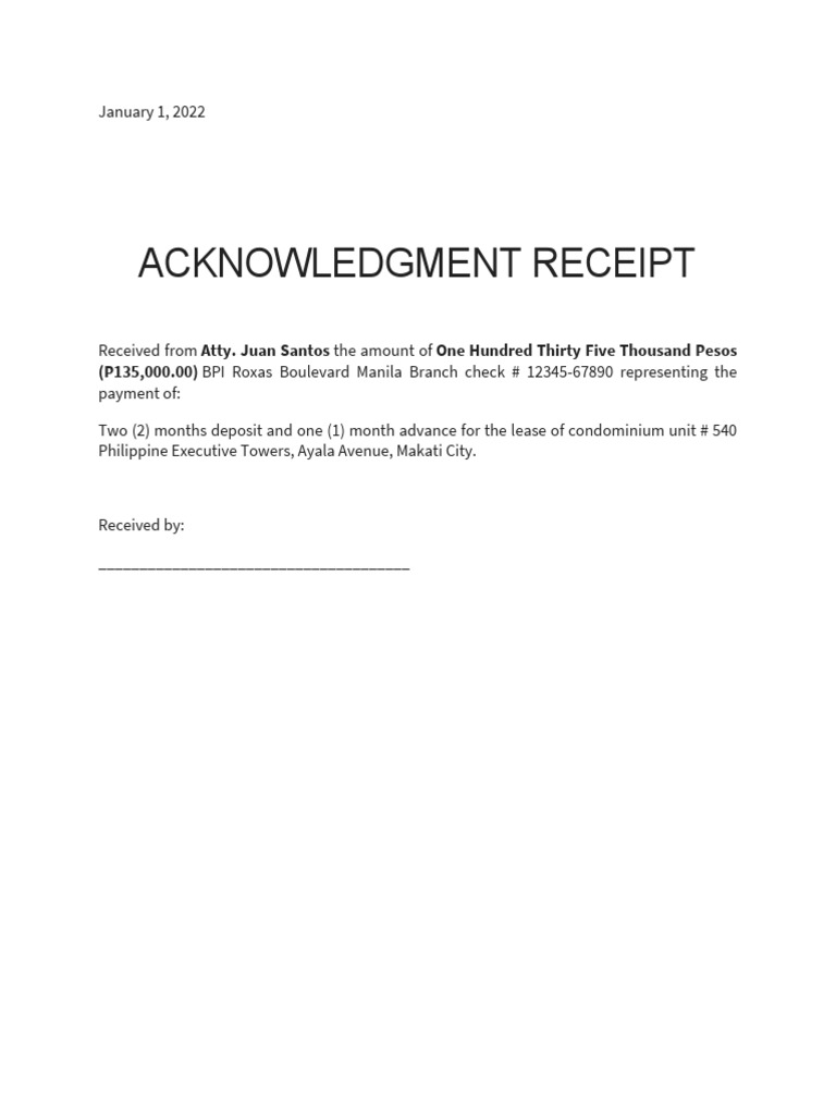 Acknowledgment Receipt | PDF