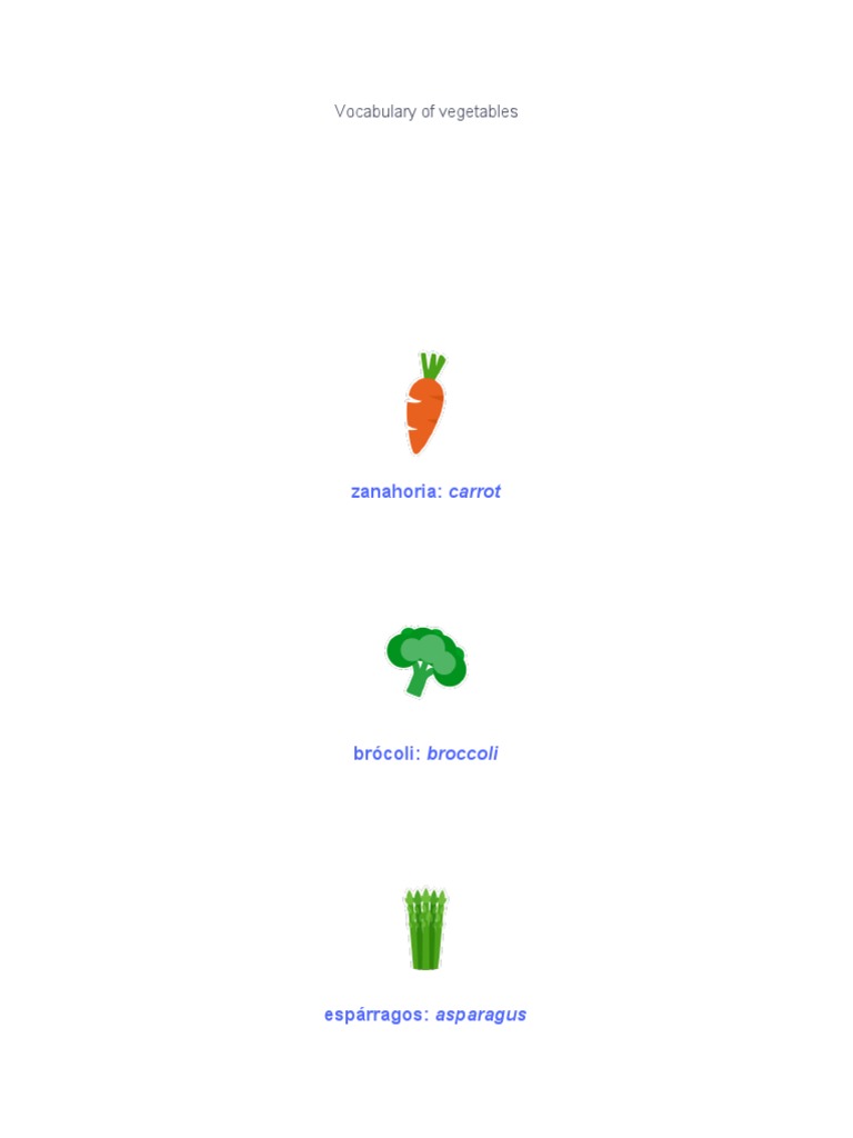 Vocabulary of Vegetables | PDF