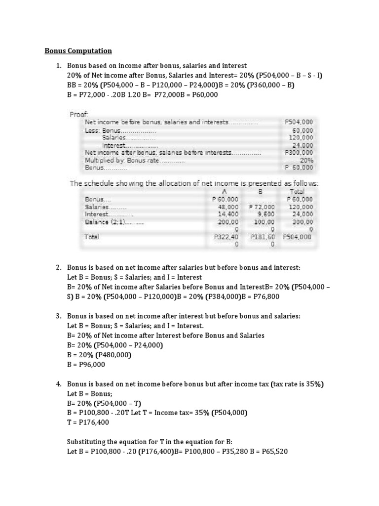 Bonus Calculation Methods Guide | PDF