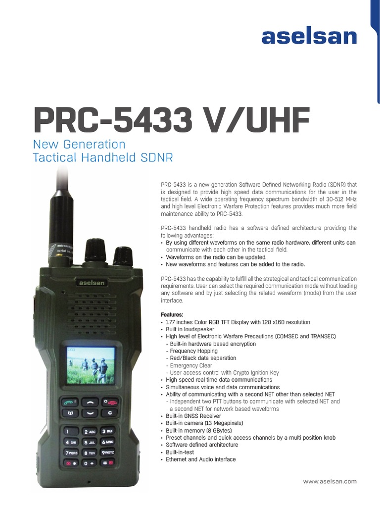 VUHF Handheld PRC-5433 | PDF | Radio | Ultra High Frequency