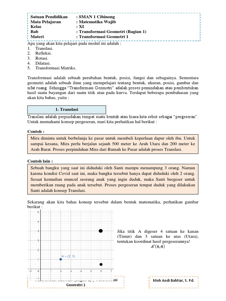 MTK WJB Transformasi Geometri 1 | PDF