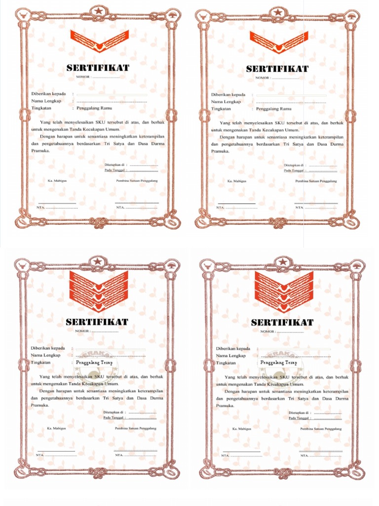 Sertifikat Pramuka Penggalang | PDF