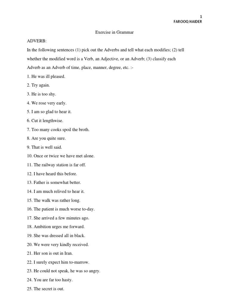 EXERCISES | PDF | Adverb | Linguistic Morphology