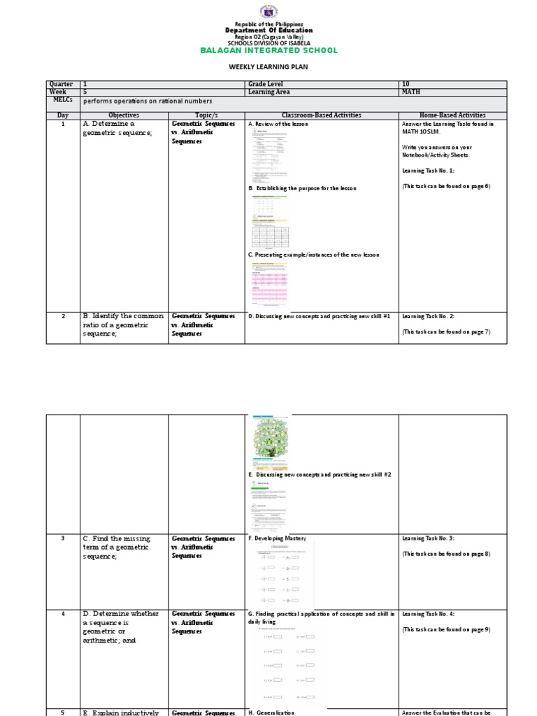 WLP Q1 W5 G10-Math | PDF | Geometry | Mathematics