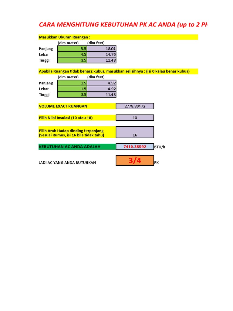 Cara Hitung Kebutuhan PK AC | PDF | Sains & Matematika