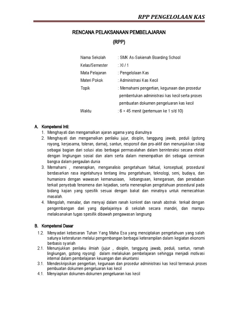RPP Pengelolaan Kas | PDF