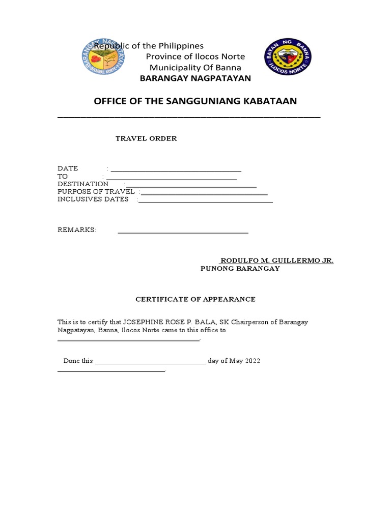 Travel Order | PDF