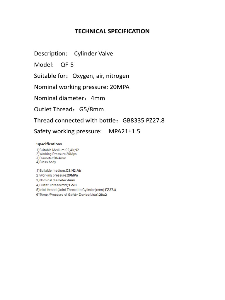 Cylinder Valve QF-5 | PDF