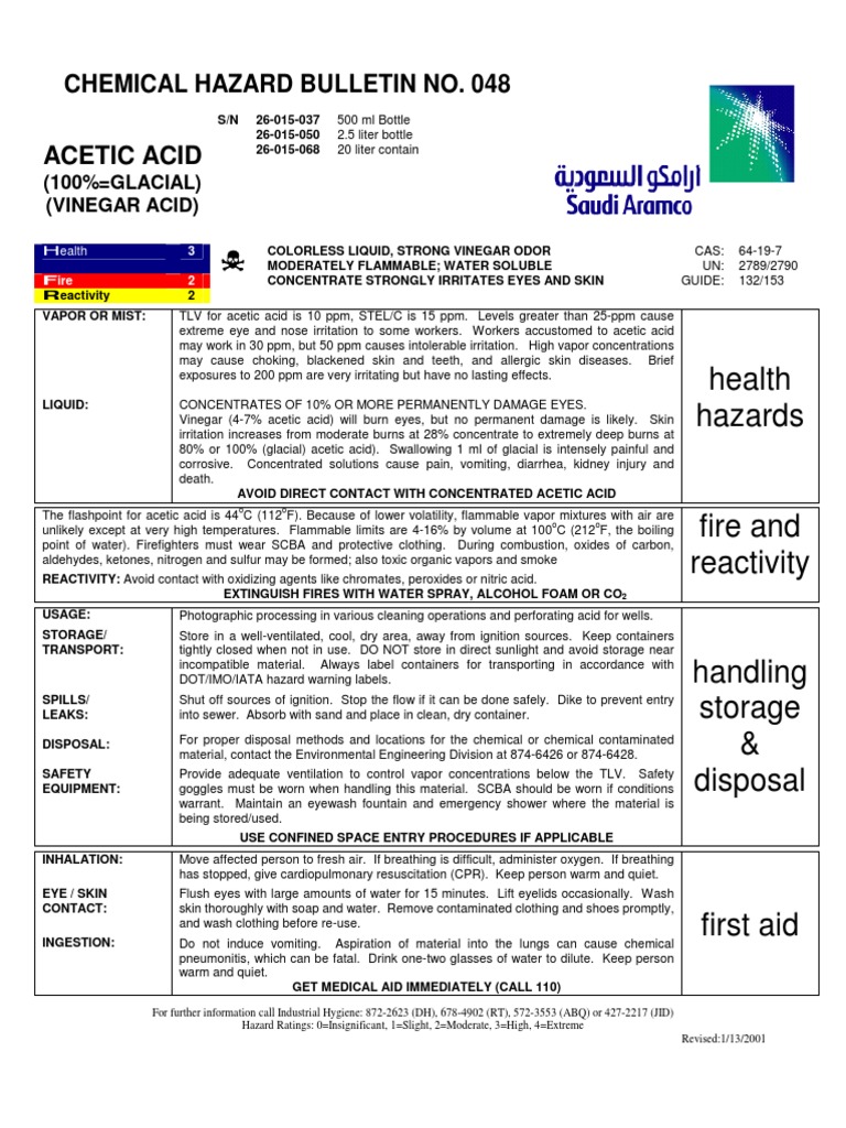Acetic Acid - 0048e-Chb | PDF | Acetic Acid | Water