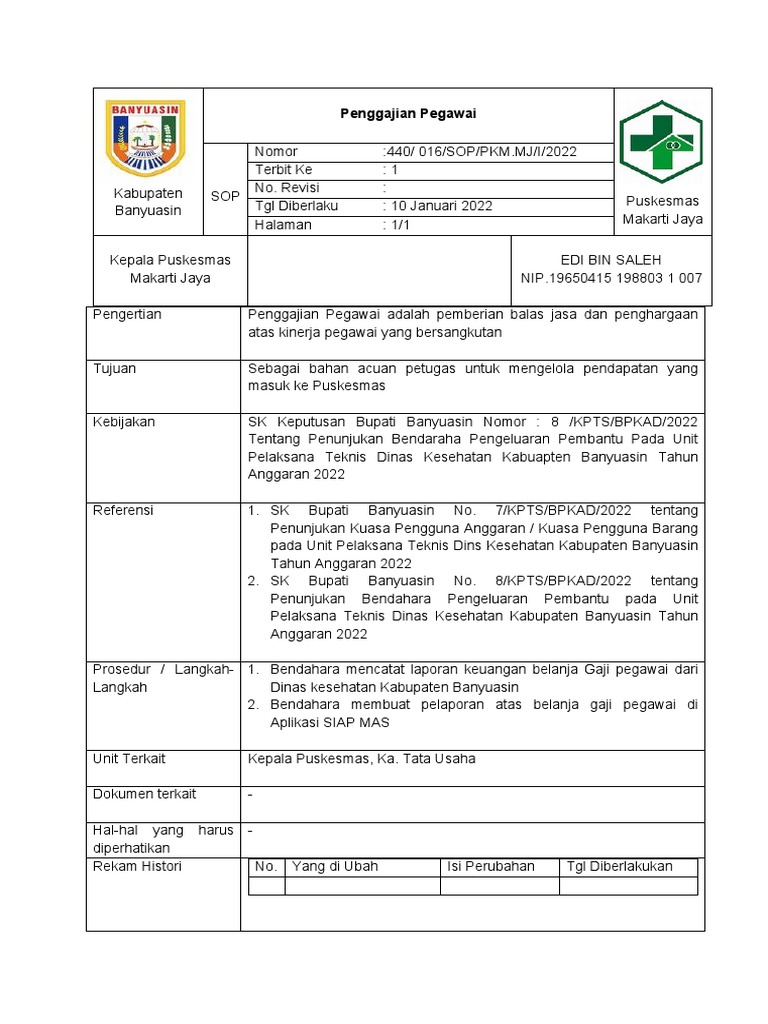 SOP Penggajian | PDF