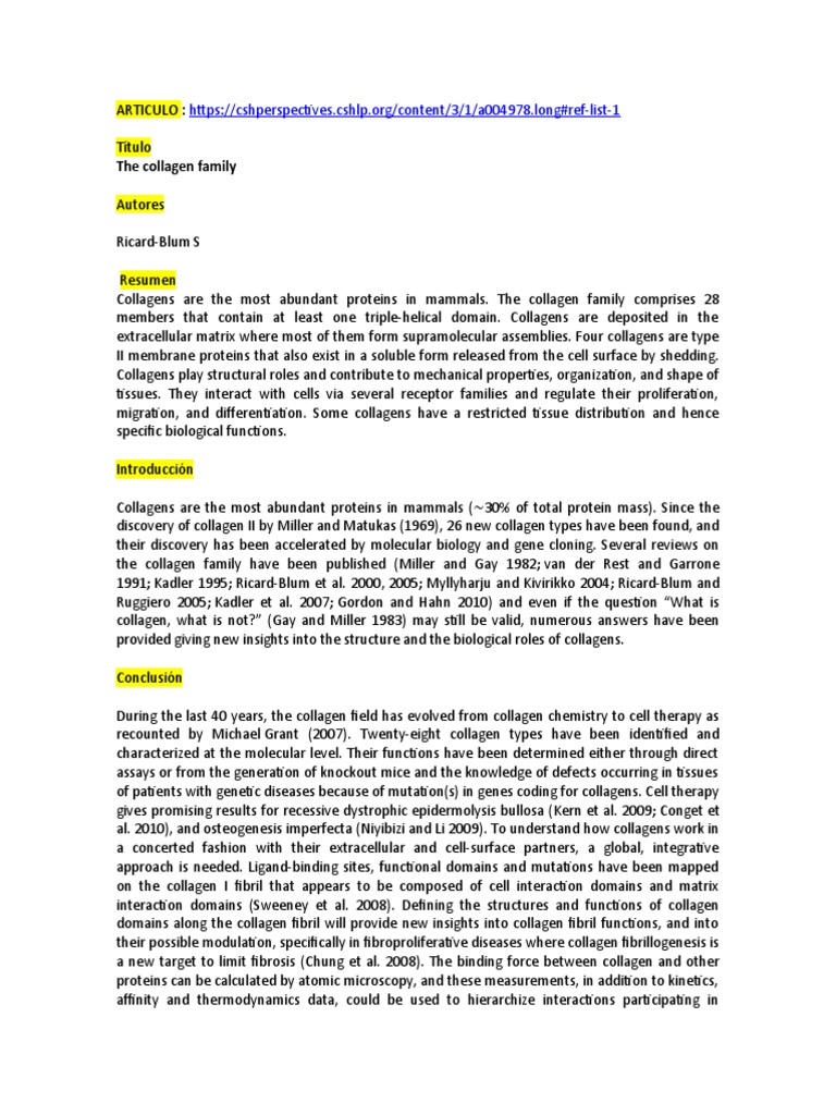 Collagen Family BHR | Download Free PDF | Collagen | Proteins