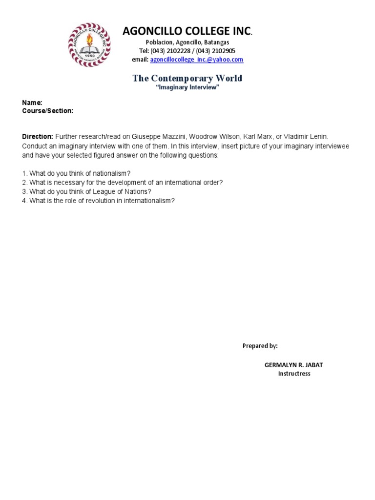 Imaginary Interview Assignment | PDF