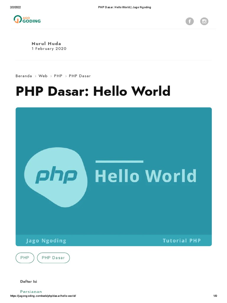 PHP Dasar - Hello World - Jago Ngoding | PDF PHP Dasar - Hello World - Jago Ngoding | PDF