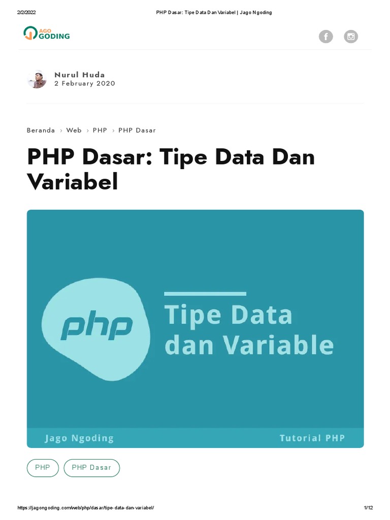 PHP Dasar - Tipe Data Dan Variabel - Jago Ngoding | PDF | Komputer PHP Dasar - Tipe Data Dan Variabel - Jago Ngoding | PDF | Komputer