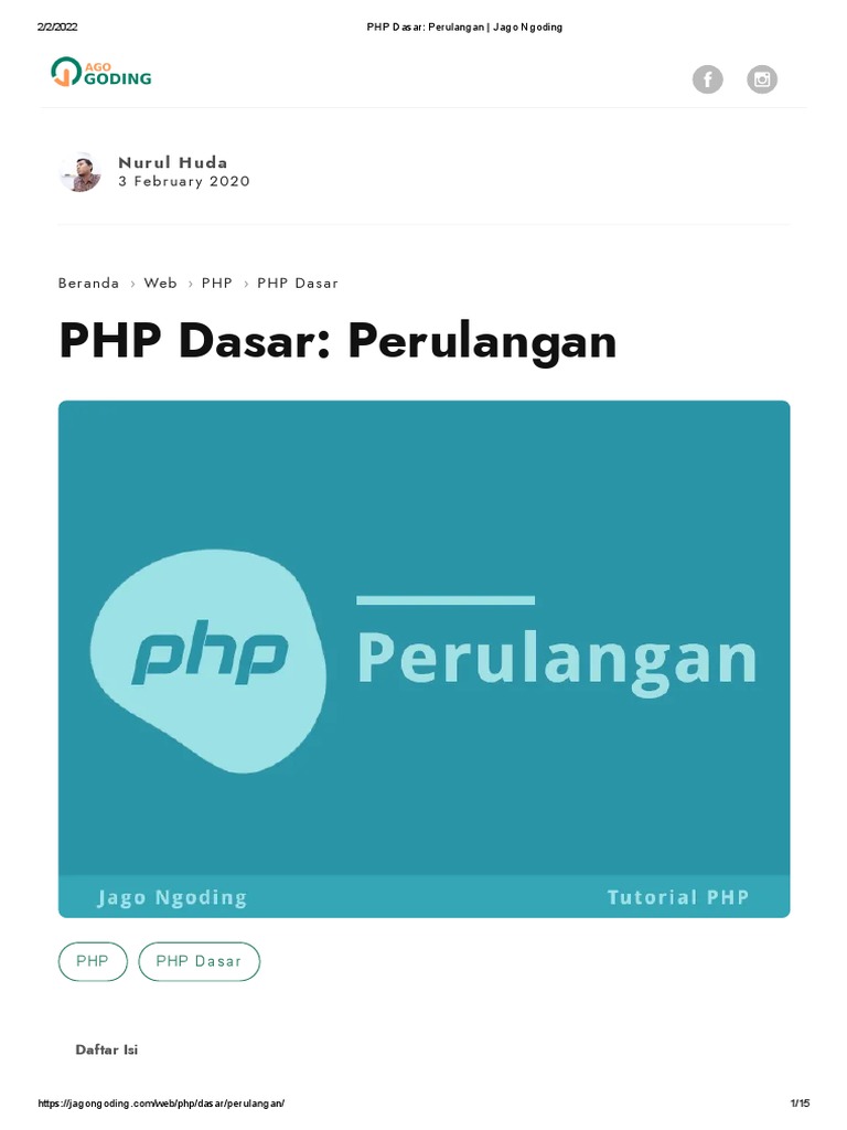 PHP Dasar - Perulangan - Jago Ngoding | PDF