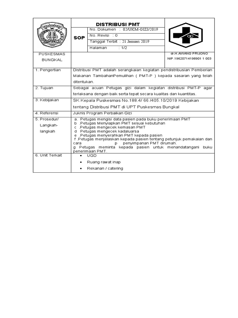 SOP Distribusi PMT | PDF