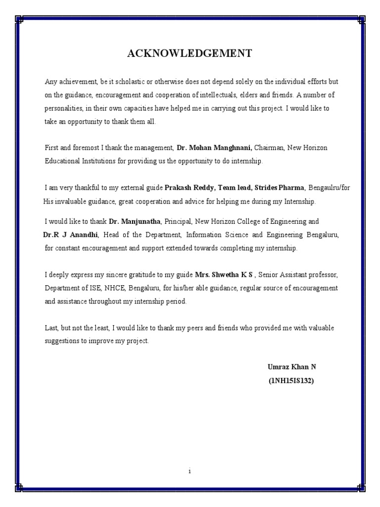 Internship Report Acknowledgement and Contents | PDF | Cognitive ...