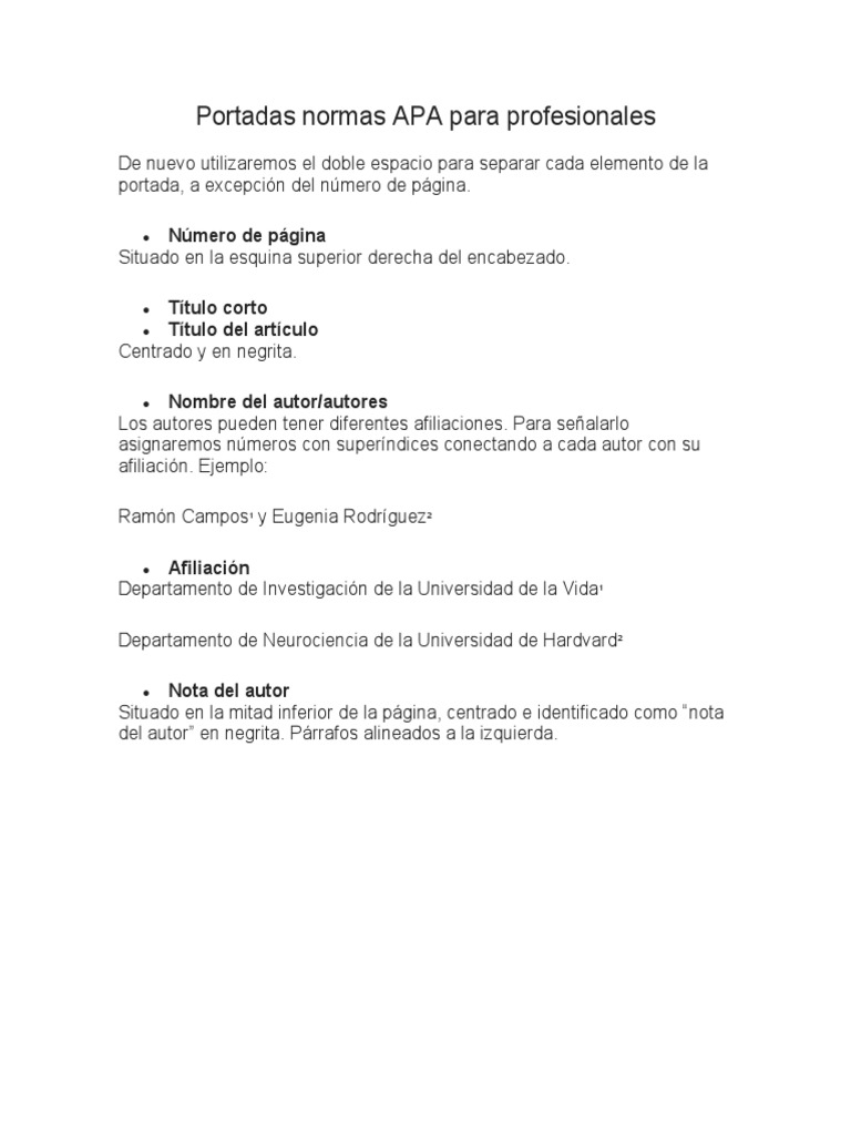 Portadas Normas APA para Profesionales | PDF