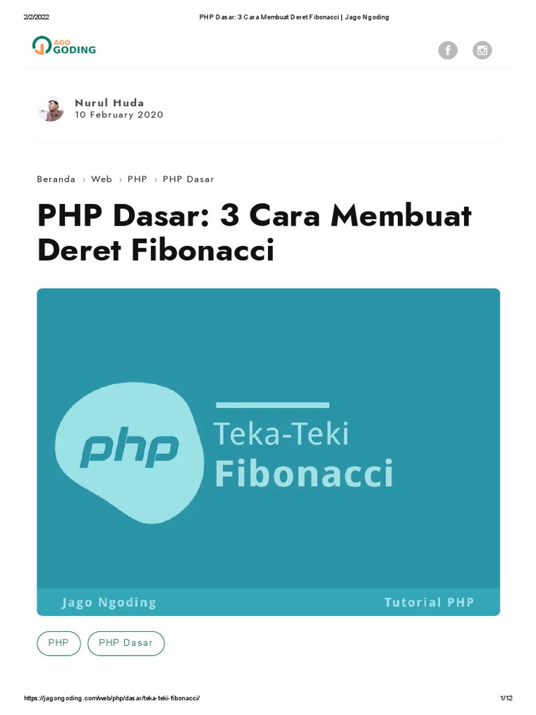 PHP Dasar - 3 Cara Membuat Deret Fibonacci - Jago Ngoding | PDF