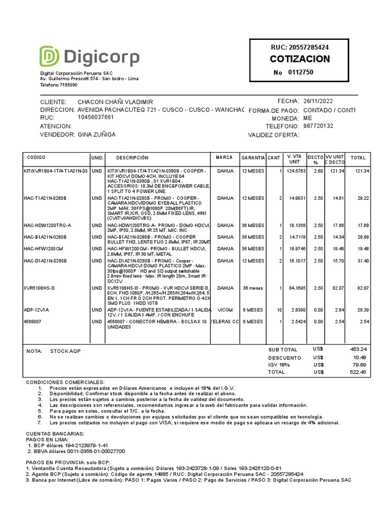 Vladimir Chacon - Coti Aqp | PDF