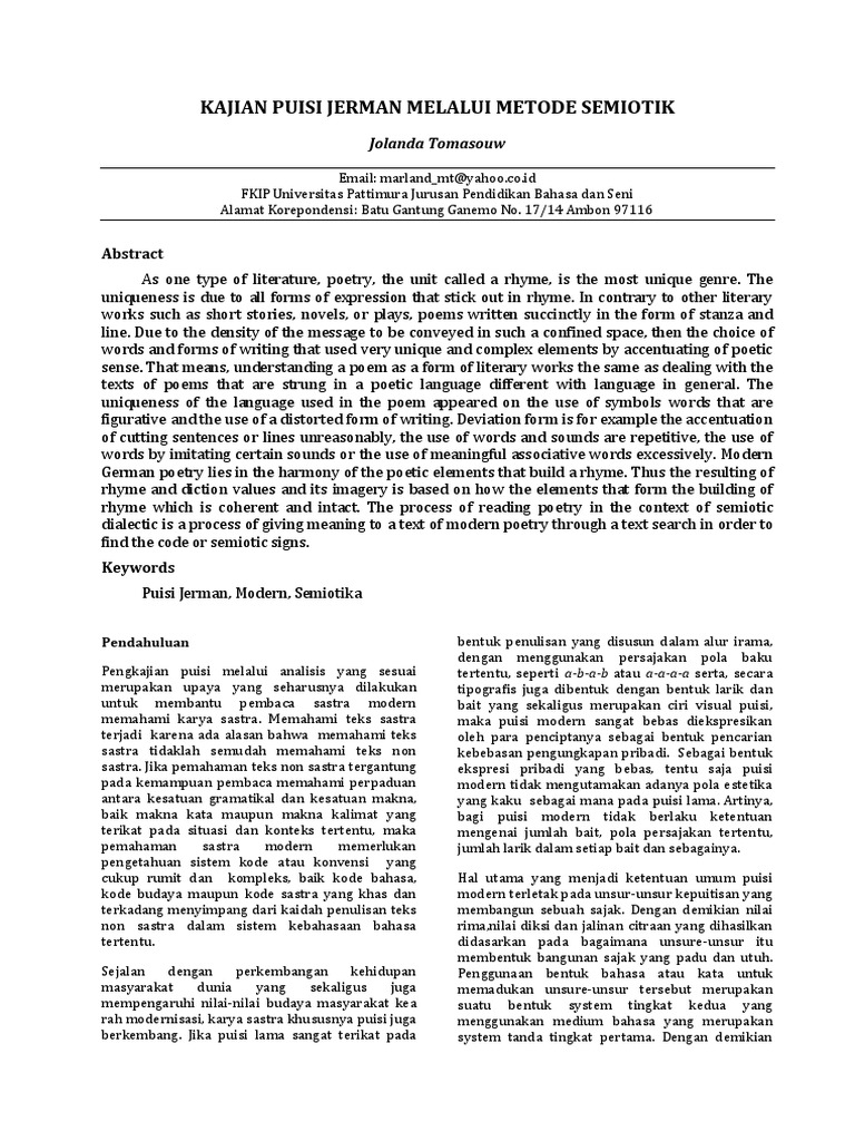Kajian Puisi Jerman | PDF | Poetry | Rhyme