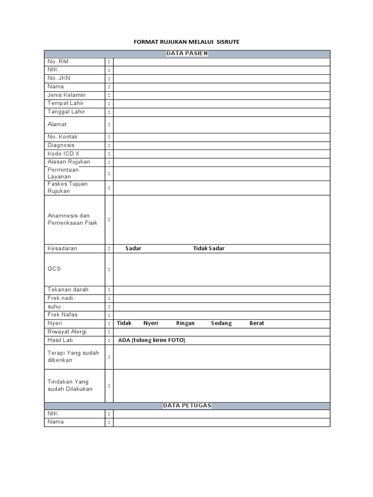 Format Rujukan Melalui Sisrute | PDF