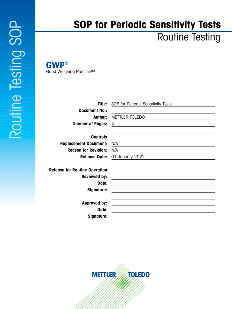 SOP - Periodic Balance Check Sensitivity EN | PDF | Weight | Calibration