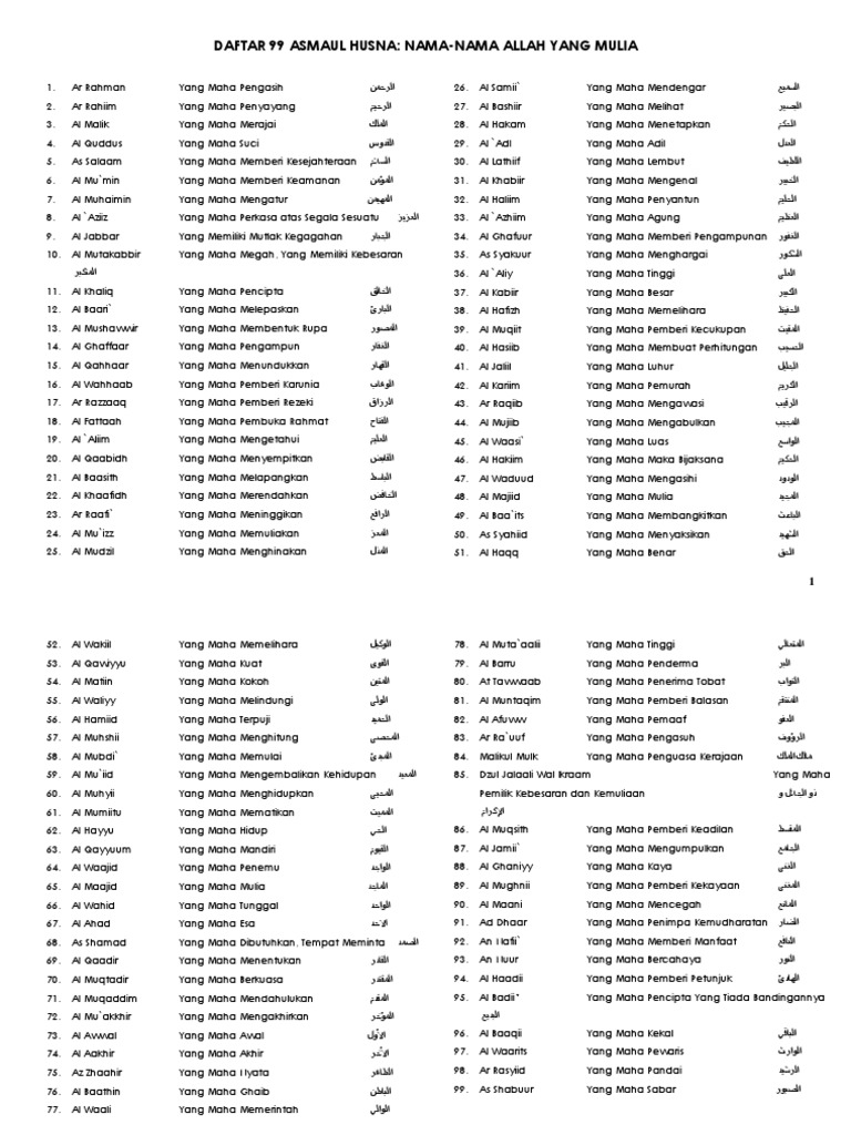 Asmaul Husna Arab Dan Latin | PDF