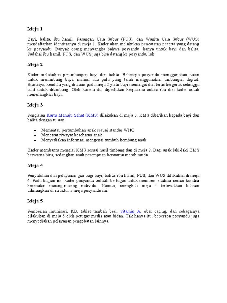5 Meja Posyandu | PDF