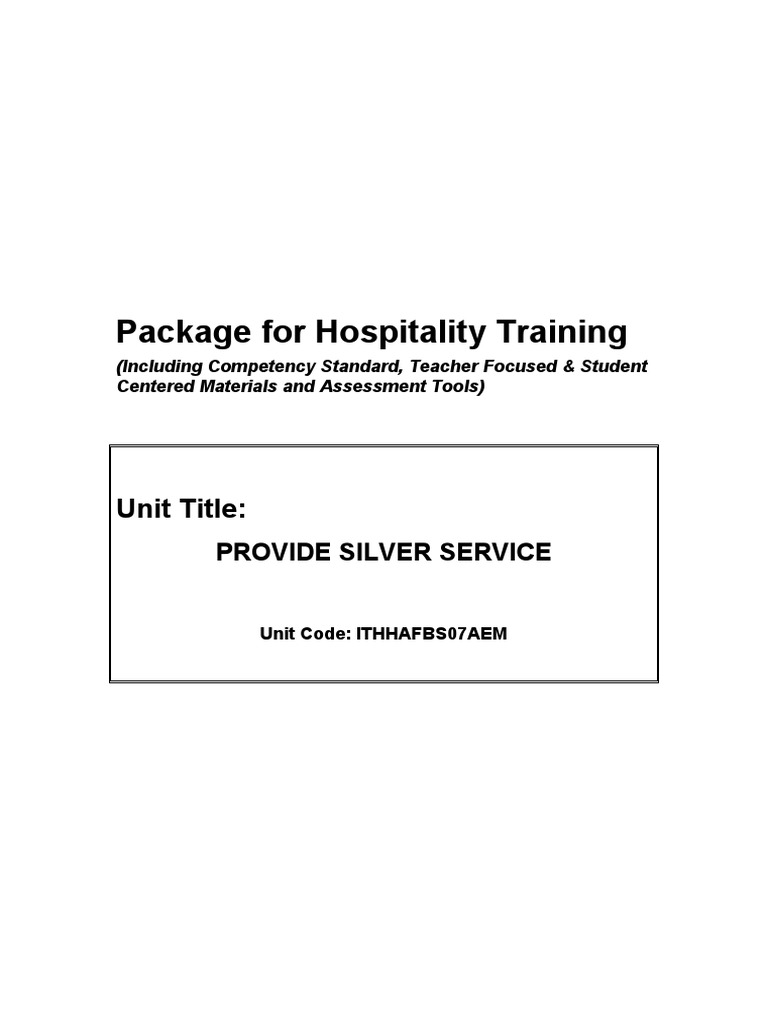 Silver Service Training Guide | PDF | Business | Finance & Money Management