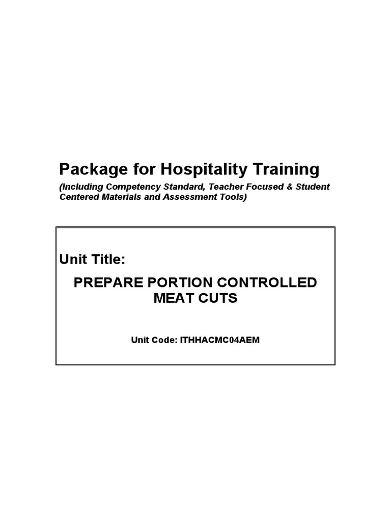 ITHHACMC04AEM-Prepare Portion Controlled Meat Cuts | PDF | Beef | Lamb ...