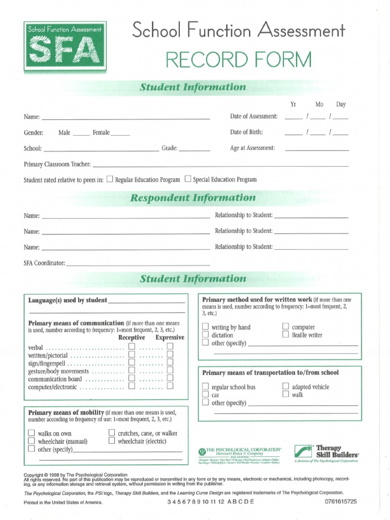 Sfa Form | PDF
