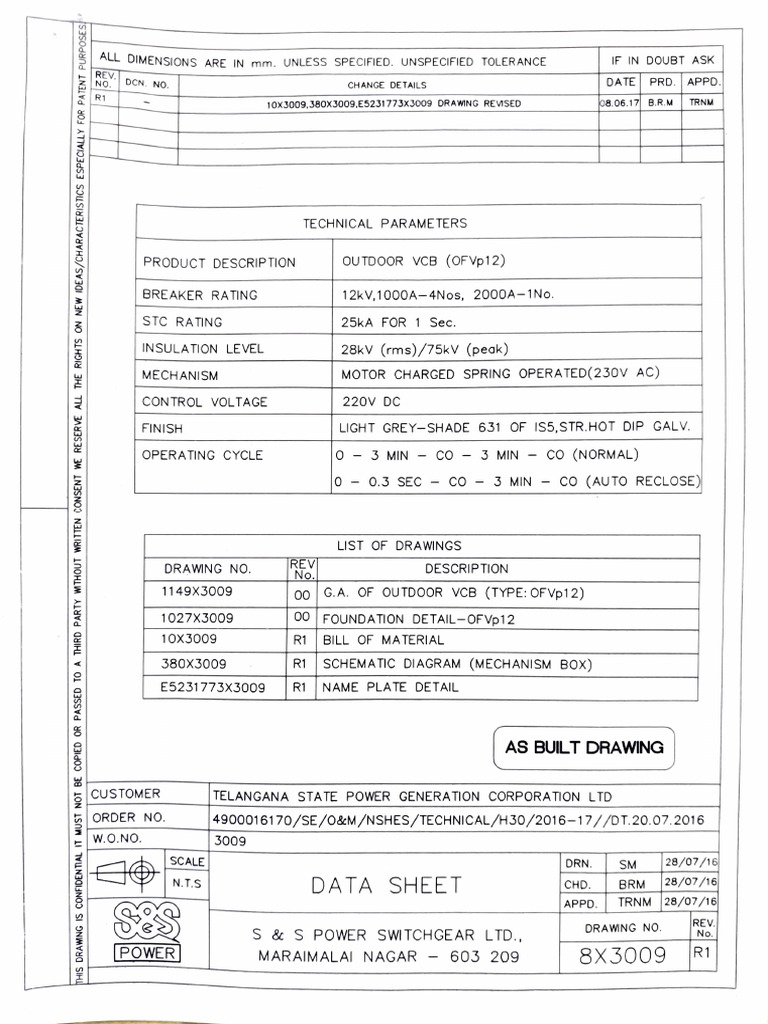11kV CB Control Panel Scheme Drawing | PDF | Components | Electrical Wiring