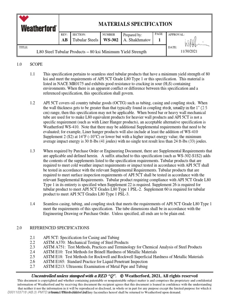 WS-302 Ab 11302021 | PDF | Strength Of Materials | Pipe (Fluid Conveyance)