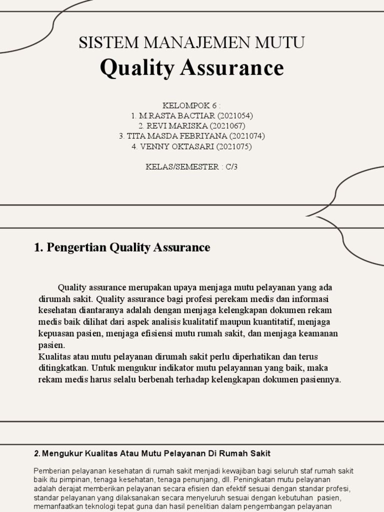 Kelompok 6 PPT Quality Assurance | PDF