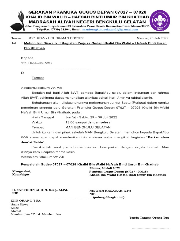 Surat Izin Perjusa Man Bs | PDF