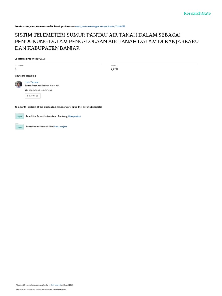 Sistim Telemeteri Sumur Pantau Air Tanah Dalam Sebagai Pendukung Dalam ...