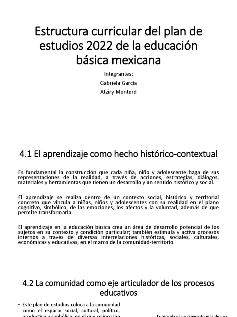 Estructura Curricular Del Plan de Estudios 2022 de La Educación Básica Mexicana | PDF ...