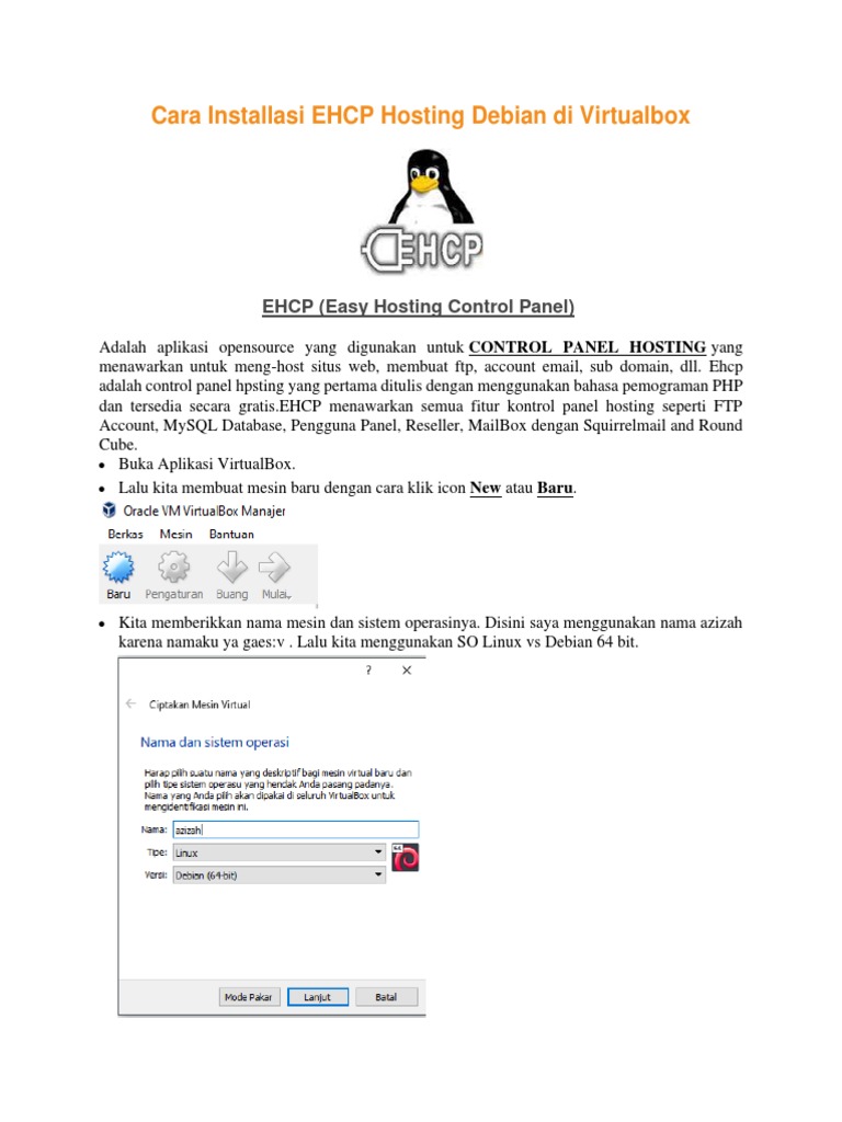Instalasi EHCP di Debian VirtualBox | PDF