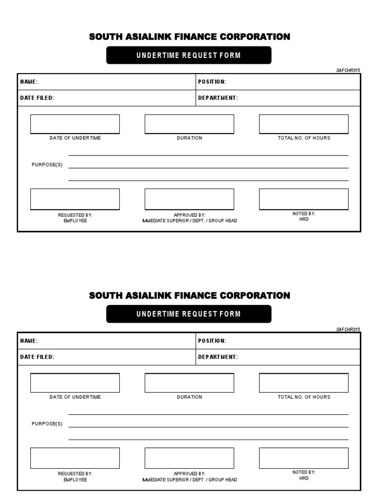 Undertime Request Form Template | PDF